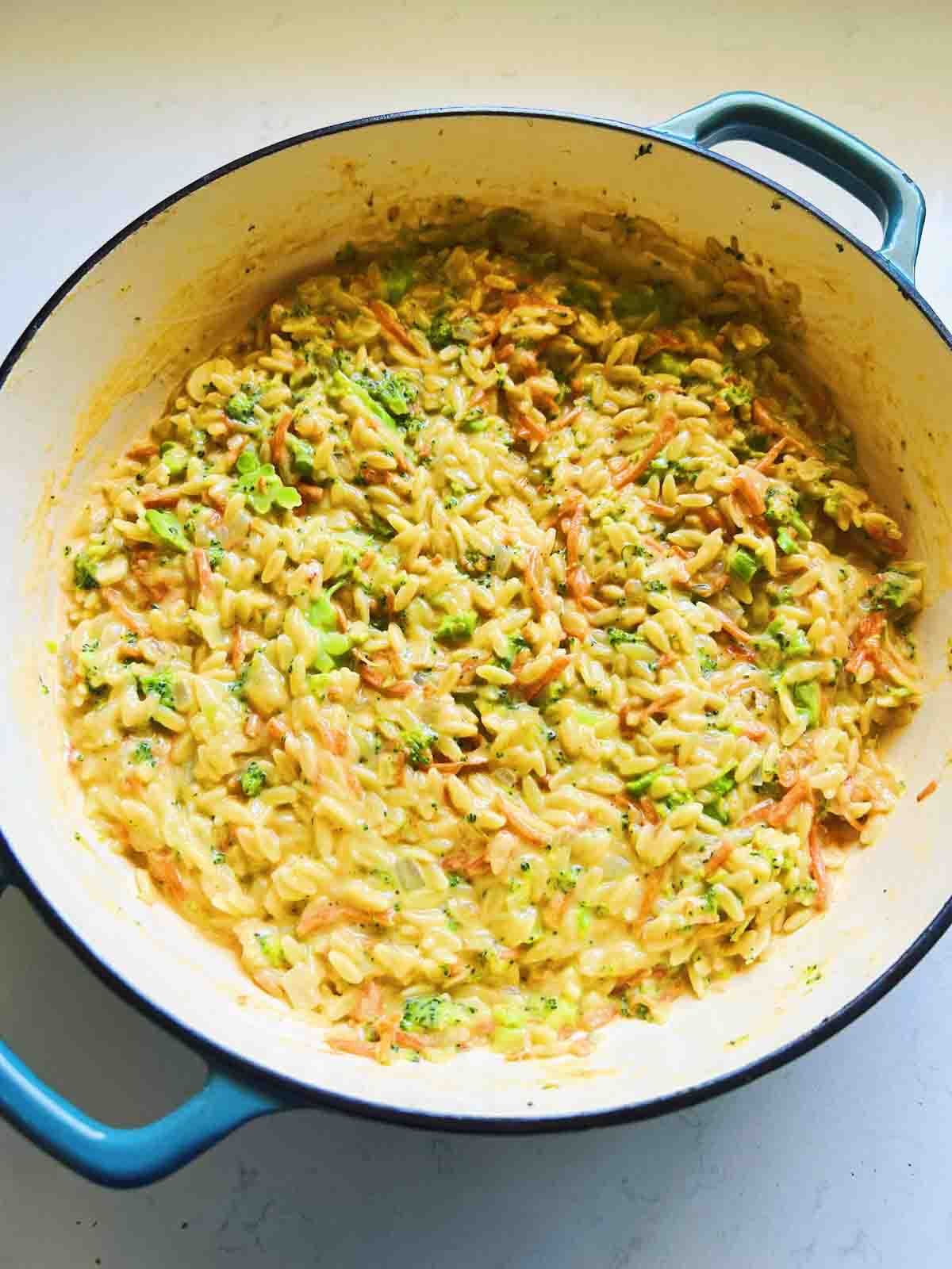One Pot Cheesy Orzo With Broccoli - Grilled Cheese Social