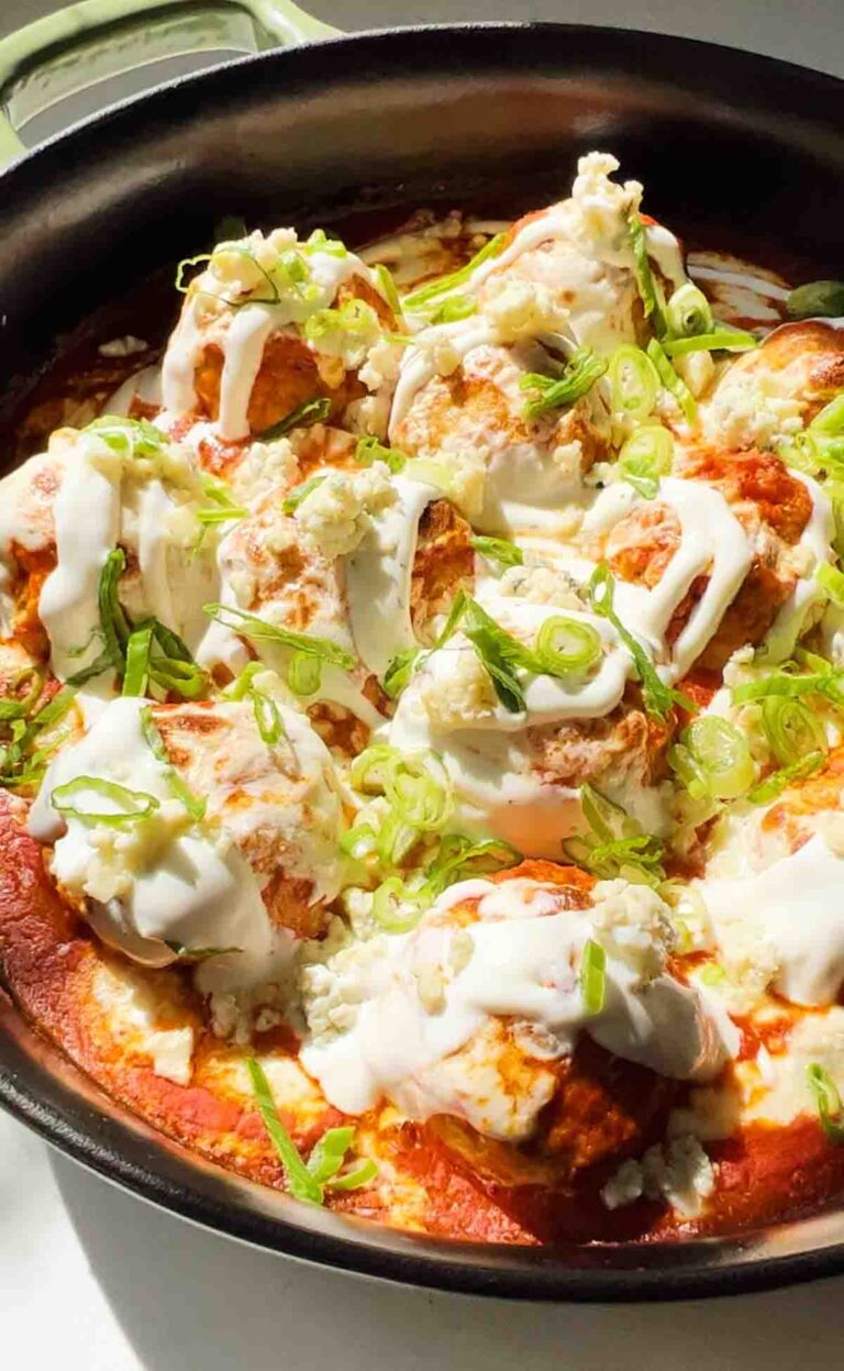 Baked Buffalo Chicken Meatball Skillet - Grilled Cheese Social