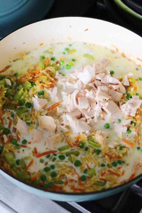 One Pot Chicken Pot Pie Orzo - Grilled Cheese Social