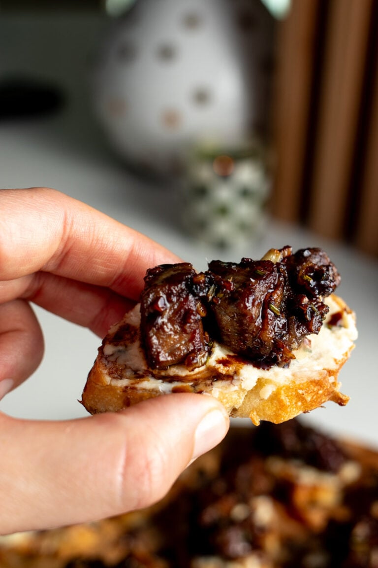 Garlic Steak Bites Appetizer with Boursin Cheese - Grilled Cheese Social