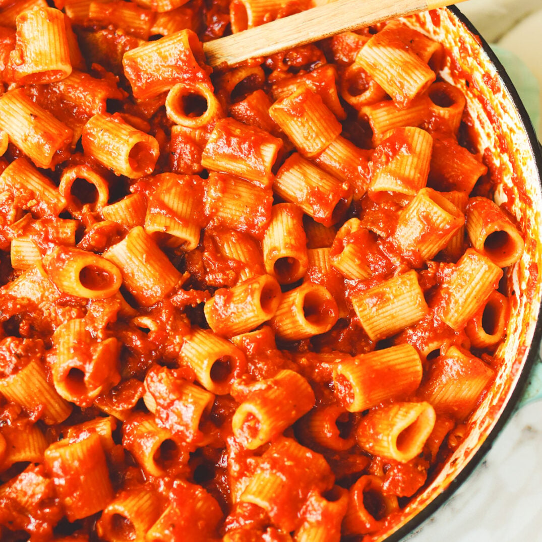 Rigatoni all Amatriciana (made with bacon) - Grilled Cheese Social