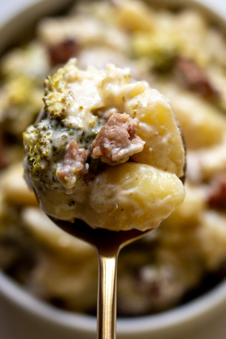 Broccoli Sausage Baked Feta Gnocchi - Grilled Cheese Social