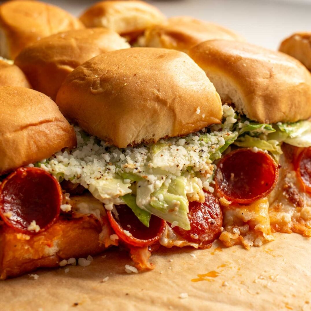 Pepperoni Pizza Caesar Salad Sliders - Grilled Cheese Social